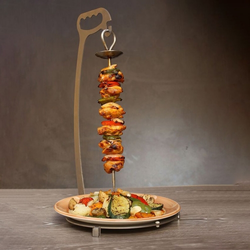 stainless steel hanging kabab skewer set table barbeque and kabab stand ...